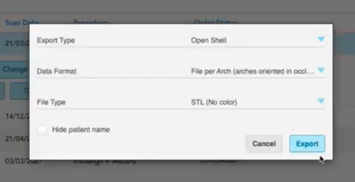 How to export STL files from iTero