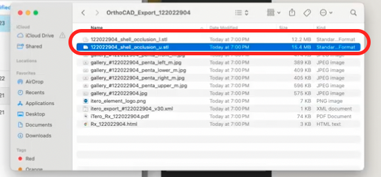 How to export STL files from iTero